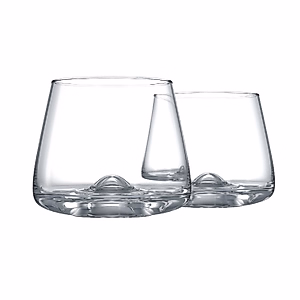 Greenline Goods Whiskey Glasses Set | Large 14 oz Crystal Glass | Hand Blown Set of 2 - Uniquely Designed Bourbon & Scotch Tasting Glasses - Old Fashioned Cocktail Rocks Wisky Glasses