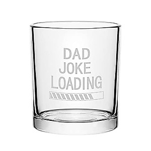 Dad Joke Loading Whiskey Glass 10Oz, Funny Old Fashioned Whiskey Glass Gift for New Dad, Father, Papa, Old Man, Dad Whiskey Rocks Glass Gifts for Christmas, Birthday, Father's Day for Bourbon Whiskey