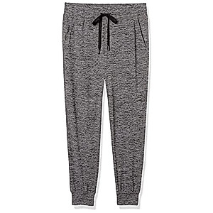 Amazon Essentials Women's Brushed Tech Stretch Jogger Pant (Available in Plus Size), Dark Grey Space Dye, Large