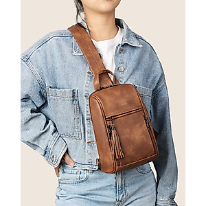 FADEON Sling Bag for Women Crossbody Purse Sling Bags, Designer Sling Purses Medium Travel Multi-Pocket Sling Backpack