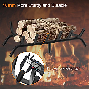 iPEGTOP Fireplace Grate 21 inch Heavy Duty Solid Steel Fireplace Wood Log Holder Burning Rack for Inside Fireplace Wood Stove, 7 Bars Wrought Iron Fire Pit Firewood Grate for Outdoor