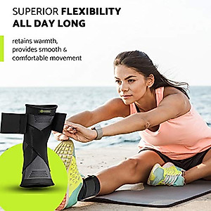 GARNO Ankle Brace Compression Sleeve with Adjustable Straps, Arch Support & Foot Stabilizer, Elastic Wrap for Plantar Fasciitis, Achilles Tendonitis Recovery, Sports Bandage Sock; Men, Women