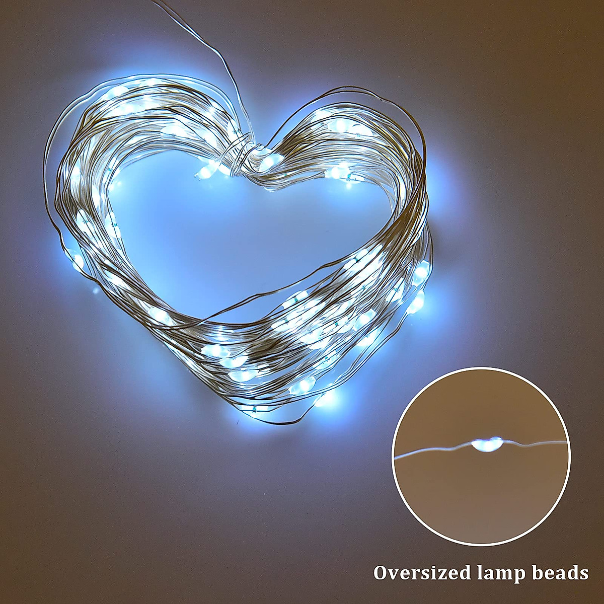 JPSR Solar String Lights Outdoor Halloween Decorations Waterproof 100-LED Copper Wire Fairy Lights 8 Modes, Twinkling Lights String for Bedroom Patio Garden Tree Party & Holiday Decor (2-Pack, White)