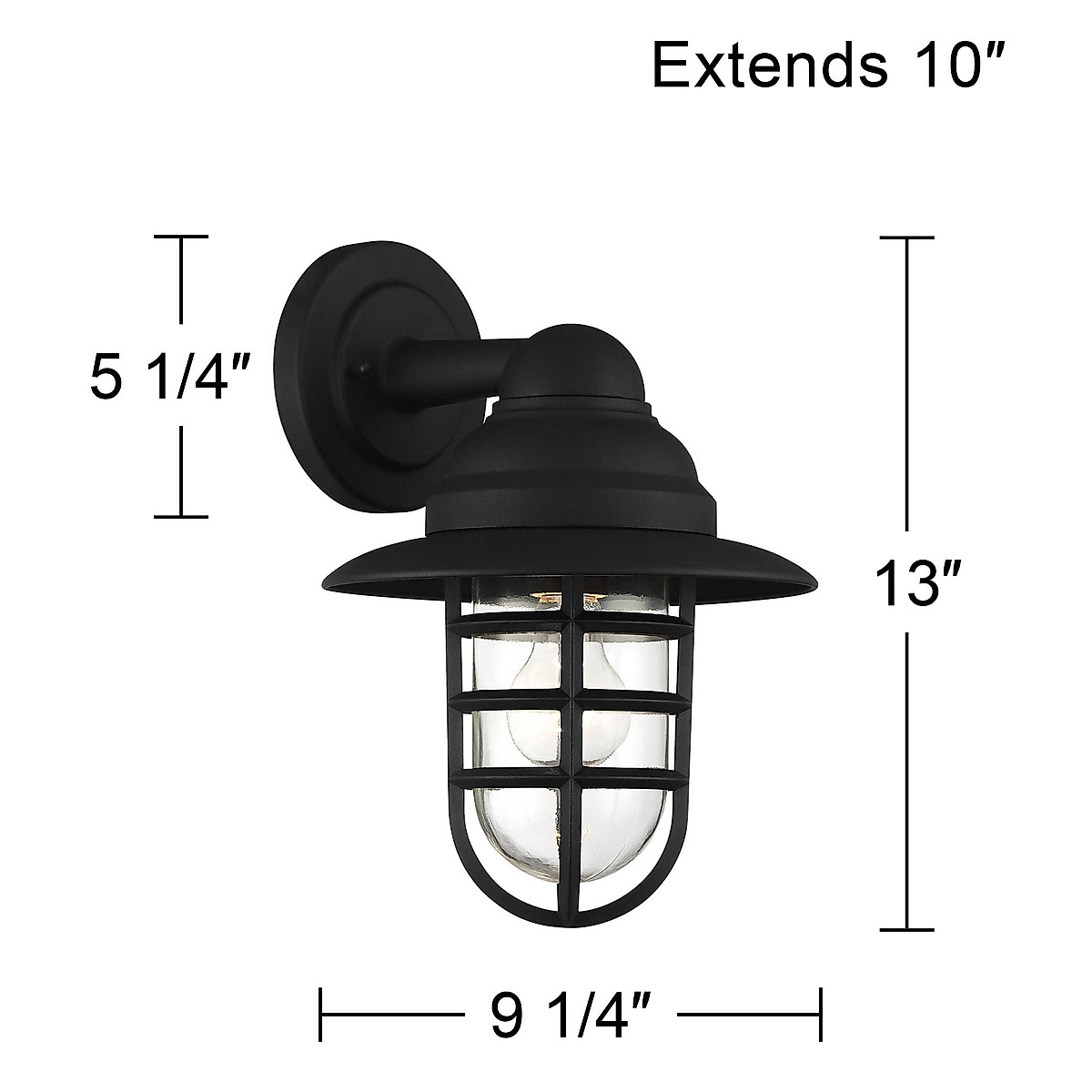 John Timberland Marlowe Rustic Industrial Farmhouse Outdoor Wall Light Fixture Black Hooded Cage 13" Clear Glass for Exterior Barn Deck House Porch Yard Patio Outside Garage Front Door Garden