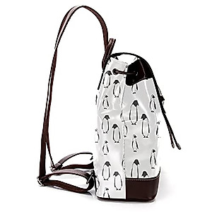 Cute Penguin-01 Women Backpack Purse PU Leather Anti-theft Casual Shoulder Bag Fashion Ladies Satchel Bags