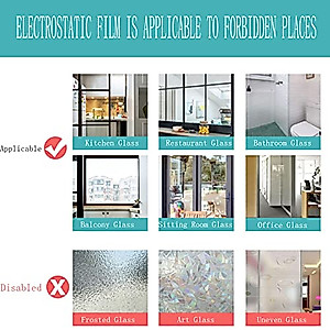 Blue Green Static Clung Window Film Frosted Stained Flower Glass Sticker for Privacy Explore Girl Boy New Adventures Hot Air Balloon Privacy Film 17.7Wx23.6L-inch x2 Pcs