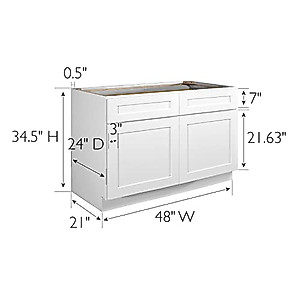 Design House Brookings 48-Inch Base Cabinet, White Shaker