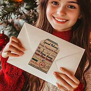 XDMTWLKJ from Santa Gift Tag Stickers, Self-Adhesive Christmas Labels for Gift Wrapping, from The North Pole Stickers 2 x 3 Inches, 200 Count (Brown)