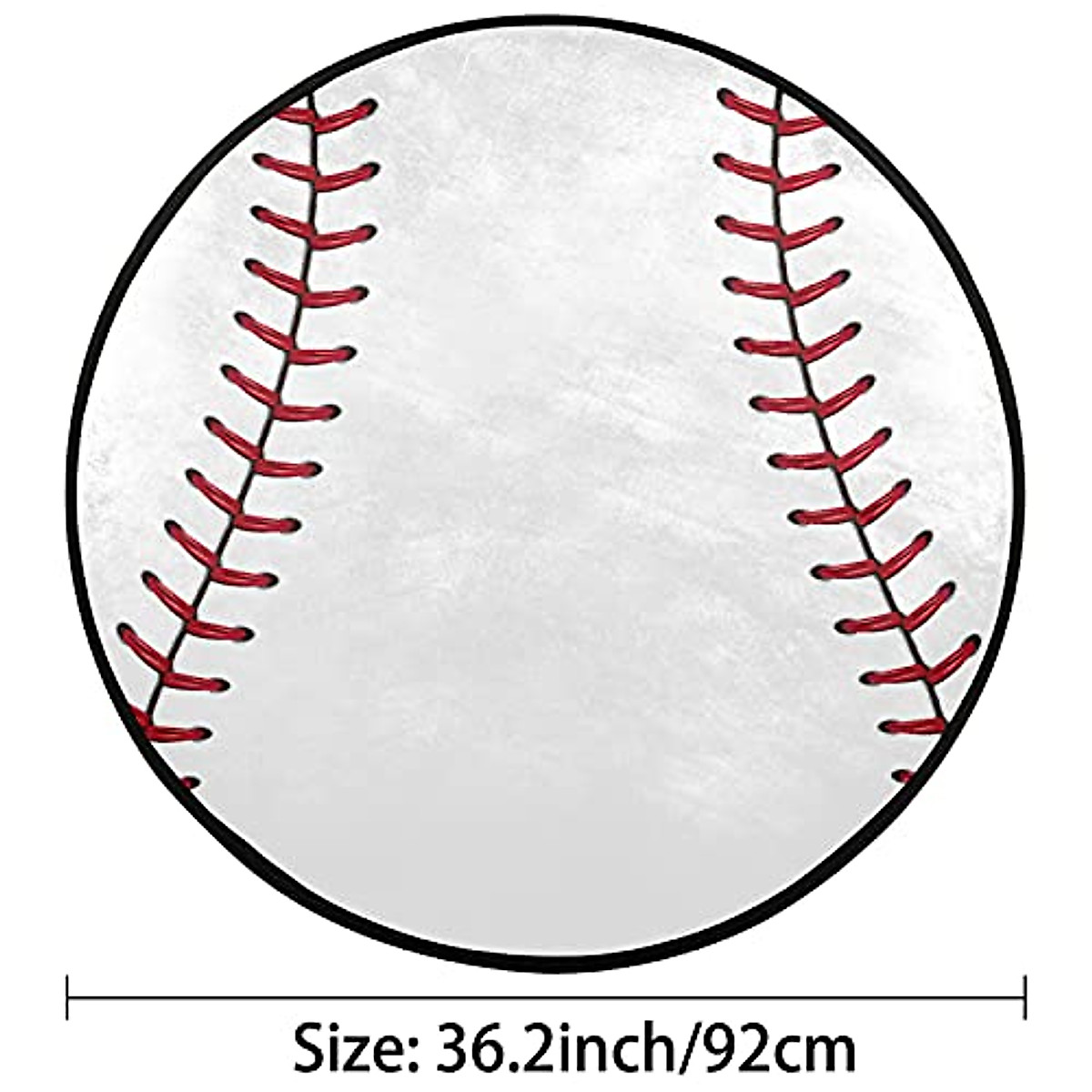 Round Area Rug, Baseball Sport Theme 3ft Diameter Non-Slip Circle Rugs Soft Throw Rugs Machine Washable Floor Carpet for Sofa Living Room Bedroom Nursery Kids Playroom Decor