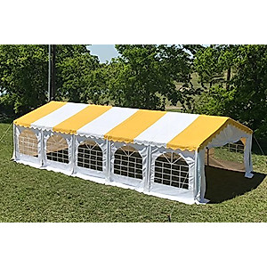 DELTA Canopies 32'x16' Budget PVC Wedding Party Tent,Easy Setup Outdoor Event Canopy,Backyard Garden Shelter Gazebo,with Waterproof Top,Galvanized Steel Frame,Commercial/Residential Use,Yellow White