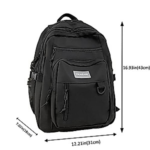 PRAGARI Kids Backpack for School Cute Aesthetic Black Backpack Girls Student Bookbag Women Travel Lightweight Book Bag