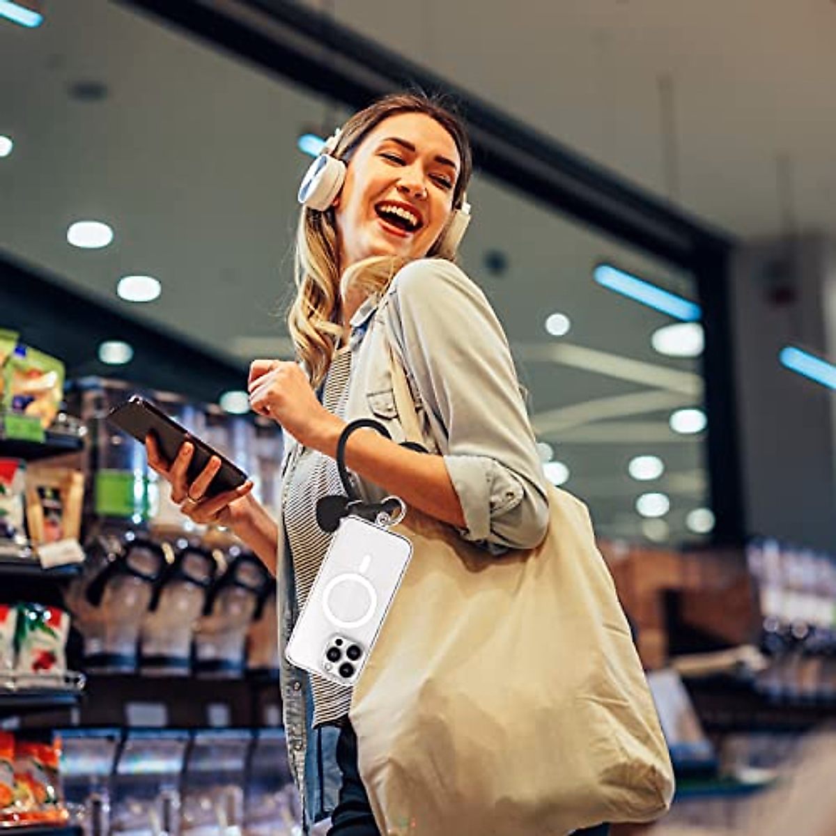 TIESOME Heart Loop Phone Lanyard, Smart Phone Hand Wrist Lanyard Strap with Key Chain Holder Compatible with Most Smartphones for Cell Phone Case Keys ID Badges with 2packs Back Patch(Black)