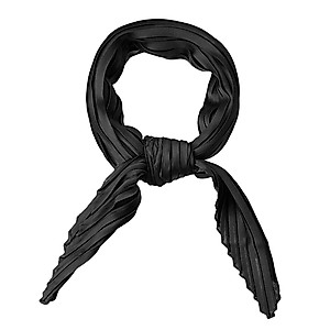 Allegra K Women Pleated Rhombus Head Scarf Wraps Scarves Neckerchief Bandana Solid Color Black