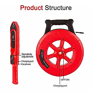 Pipe Blockage Detector, Water Pipe Locator Underground Diagnostic-Tool Wall Scanner Pipeline Blocking Clogging Scanner Plumbers Instrument For Metal PVC Water Pipes, 30M