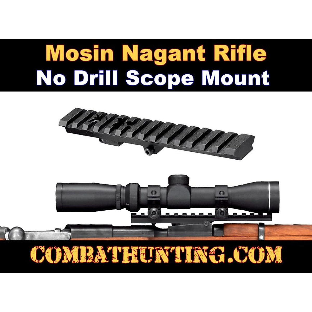 Mosin Nagant 2-7x32 Long Eye Relief Scope + Scout Rail Mount for Mosin Nagant 91/30 M38 M44 1891 91/30 1891/30 Rifles +1 Inch Ring + 7.62 x 54R Caliber Cartridge