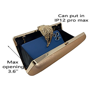 Cirilla Women PU Evening Bag Clutch Purse Crossbody Bag with leaf-style flip lock for Wedding Cocktail Party Banquet (Champagne)