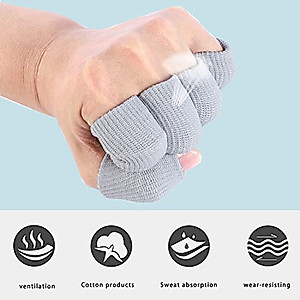 20 PCS Finger Sleeves Protectors, Sport Finger Sleeves Thumb Brace Support Finger Brace Elastic Thumb Sleeves for Relieving Pain Arthritis Trigger Finger (Black Grey)