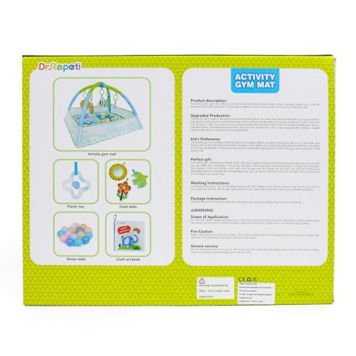 Dr.Rapeti Baby Play Gym Mat with Ball Pit Activity Gym Center Tummy Time Mat Thickened Mat Sensory Exploration Motor Skill Development for Newborn Infant Baby Toddlers