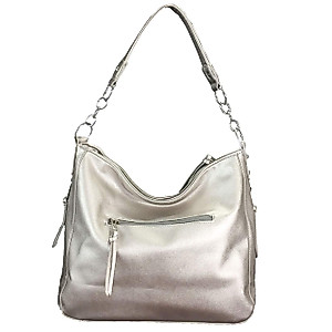 Zzfab Laser Cut Bling Hobo fashion CCW Bag Faux Leather Concealed Carry Purse Pewter