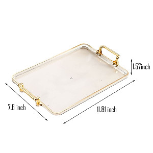XingZhuo Acrylic Gold Serving Tray Set with Handles, Coffee Table Tray, Modern Design Trendy Coffee Tray, Tray Serving Breakfast Fast Food Appetizers, Trays for Serving Party,1Pack