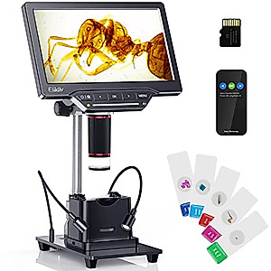 Elikliv EDM201 Max HDMI Digital Microscope with 7" IPS Screen - 1300X Coin Soldering Microscope with 25MP Sensor, Bottom Transmitted Light, View Entire Coin, TV/Windows/Mac Compatible