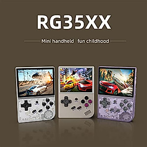 FABB RG35XX Handheld Console, 64+128G Game Console with 8000 Games, 3.5-Inch Cortex-A9 System Console, for Kids and Adults (Transparent Purple)