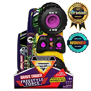 Spin Master 6060365 Monster Jam 1:15 Scale Official Grave Digger Freestyle Force Remote Control Monster Truck Toys