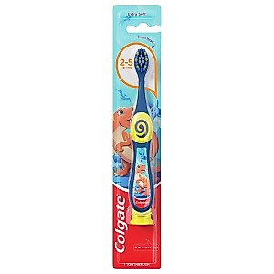 Colgate Dinosaur Toothbrush for Children with Suction Cup, Kids 2-5 Years Old, Extra Soft - Pack of 4