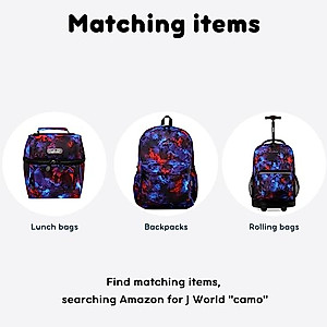 J World Corey Kids Lunch Bag. Insulated Lunch-Box for Boys Girls, Camo