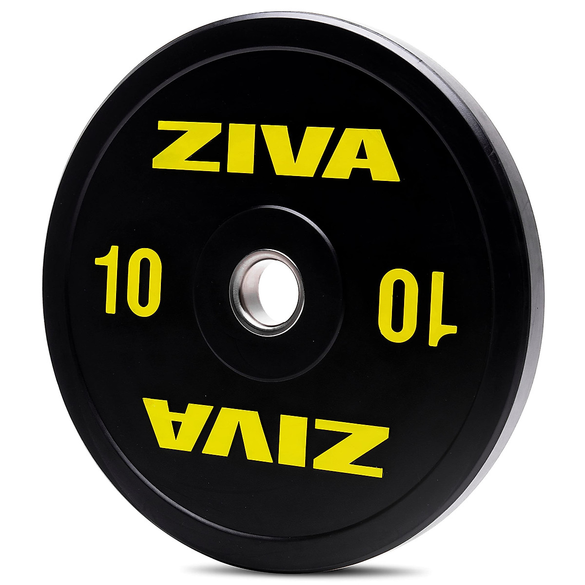 ZIVA Rubber Bumper Weight Plate - One Piece 10 lbs. Strength Training Plate - Fits 2” Olympic Bars - Precision-Calibrated Iron Weight, Ultra Durable Premium Virgin Rubber Coating - Low Bounce (10)
