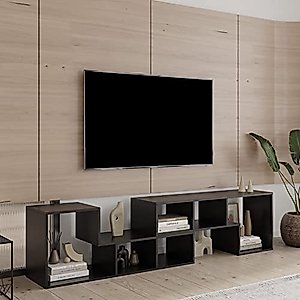 Recaceik Cube Bookshelf 2 Shelf Bookcase L-Shaped TV Console Stand Modern Entertainment Center with Open Storage Shelves for CDs/Movies/Books for Living Room, Bedroom, Home Office