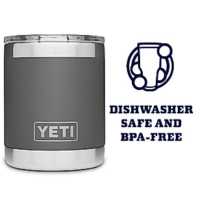 YETI Rambler 10 oz Lowball, Vacuum Insulated, Stainless Steel with Standard Lid, Charcoal