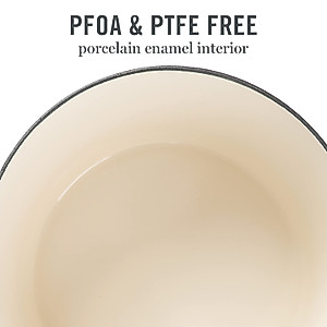 MARTHA STEWART Gatwick 7 QT Enamel Cast Iron Dutch Oven, Classic Grey