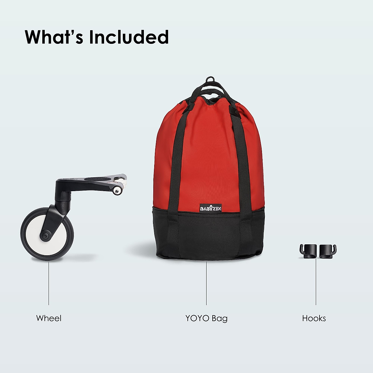 Babyzen Stokke YOYO Bag, Red - Provides Additional, Sturdy Storage on the YOYO2 Stroller - Includes Wheel Base & Hooks