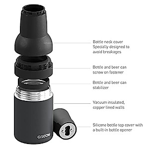 Asobu Frosty Beer Holder 2 Go Vacuum Insulated Double Walled Stainless Steel Beer Can and Bottle Cooler with Beer Opener Eco Friendly and Bpa Free (Smoke)