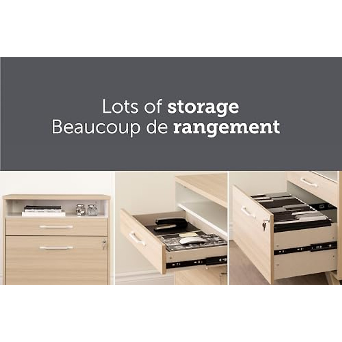 South Shore Helsy 2-Drawer File Cabinet, Lateral, Soft Elm and White