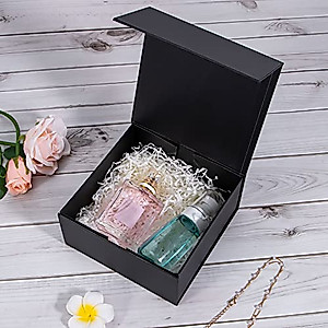 NIGNYA Magnetic Gift Box, 2 Pack 5.98x5.98x3 inches Black Cardboard Magnetic Boxes with Lid for Presents, Max Proposal Box for Wedding, Party