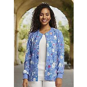 Dickies EDS Women Warm Up Scrubs Jacket Snap Front DK309, L, Fillings For You