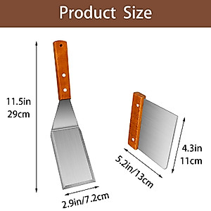 KLAQQED Spatula, Metal Spatulas Set, Stainless Steel Spatula, Fish Spatula Turner Cooking BBQ Grill Griddle Spatula, Metal Spatula for Cast Iron Skillet, Small Wide Kitchen Spatulas ​with Wood Handle