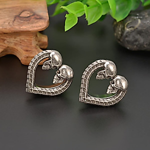 COOEAR 1 Pair Stainless Steel Gauges for Ears Heart Style Tunnels Skull Plugs Flesh Stretchers Earrings 0g to 1".