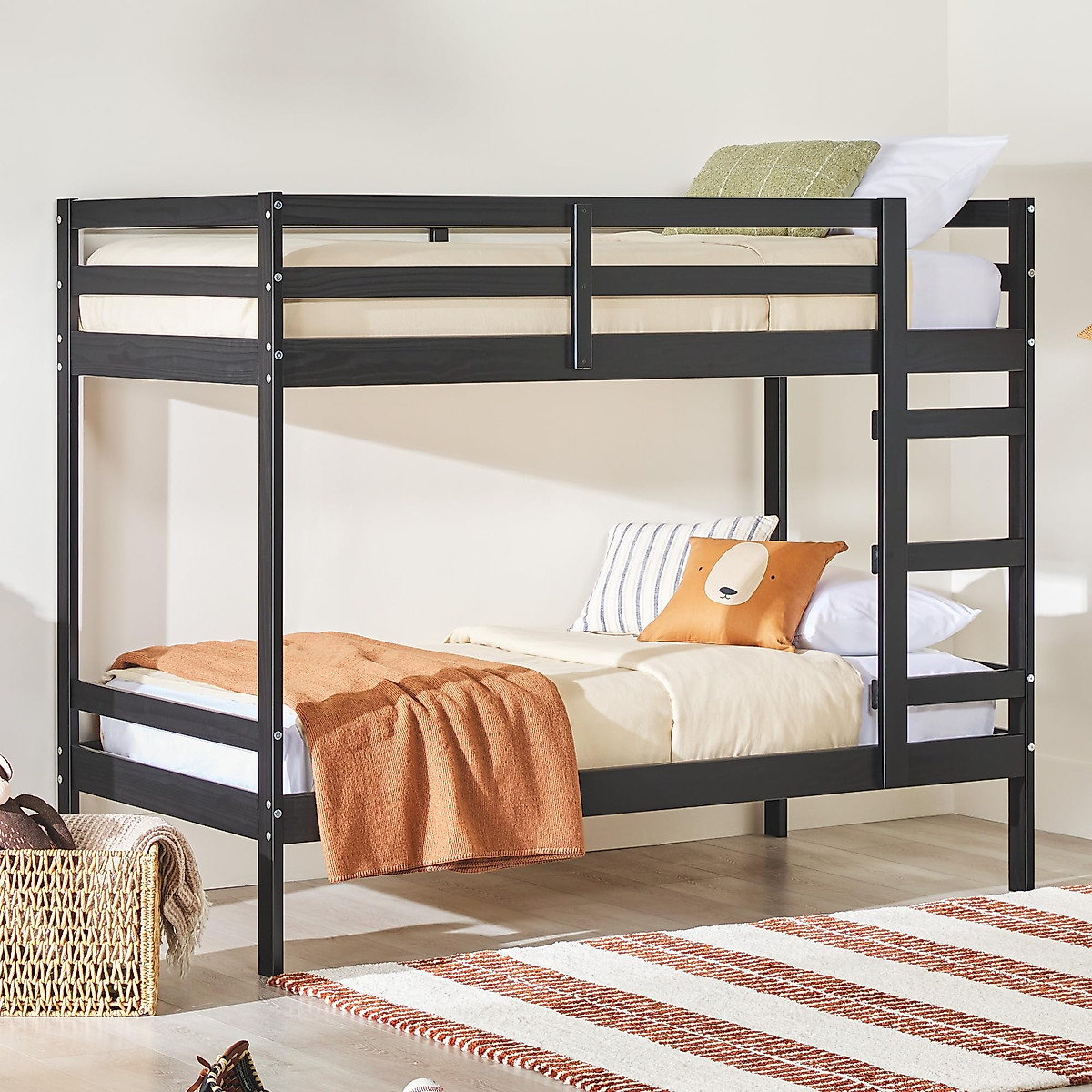 Walker Edison Modern Twin-Size Children's Bed Frame Bedroom, Twin-Size, Black