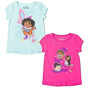 Disney Encanto Mirabel Luisa Isabela Little Girls 2 Pack T-Shirts Pink/Blue 7-8