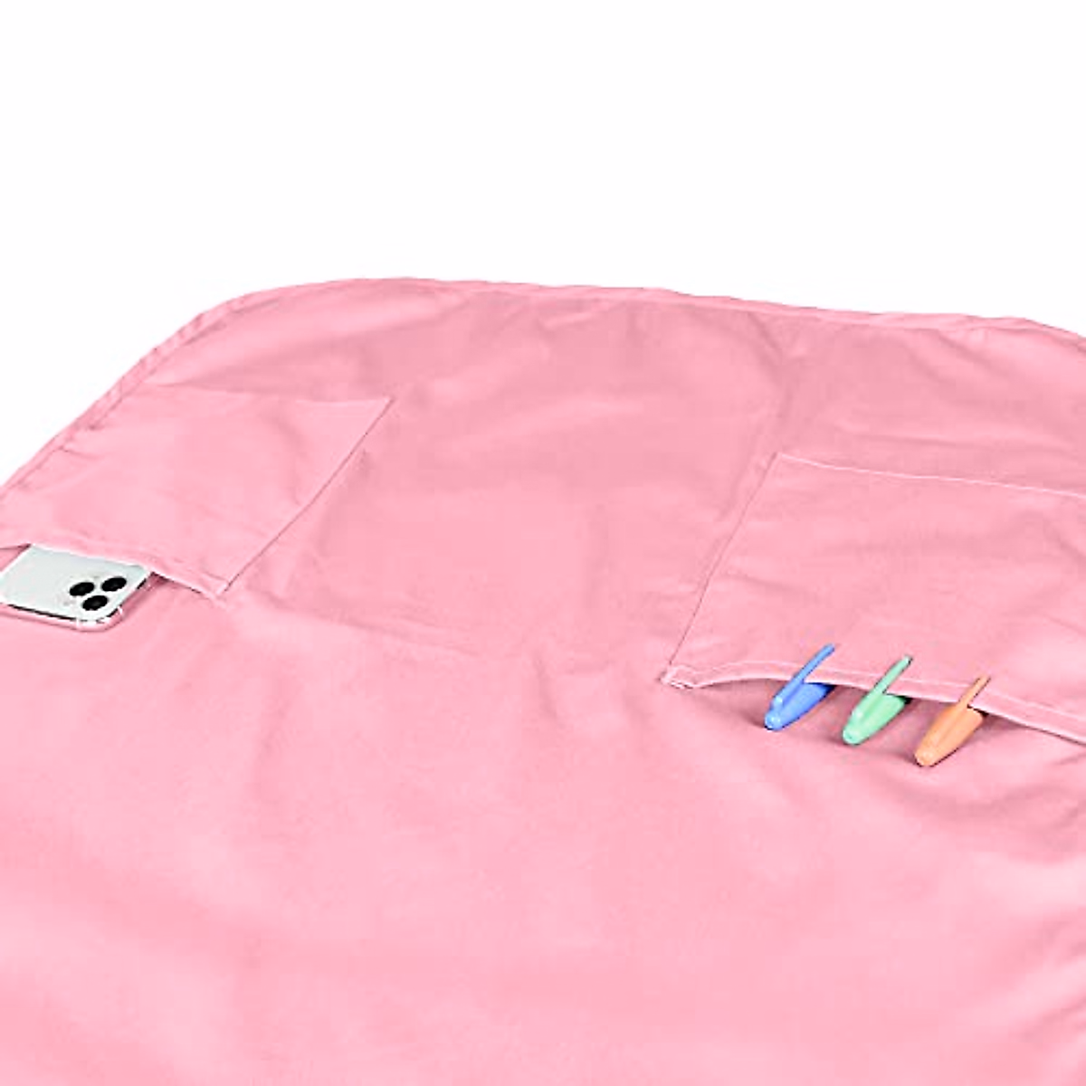 DALIX Apron Commercial Restaurant Home Bib Spun Poly Cotton Kitchen Aprons (2 Pockets) in Pink