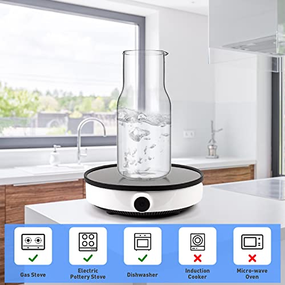 Bedside Carafe Night Water Carafe with Tumbler Glass 2 Piece Water Carafe Set for a Handy Midnight Drink,Heat Resistant Glass,14 oz