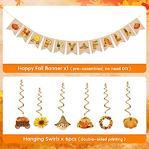 Fall Party Decorations Supplies Fall Decorations for Office Home Classroom Happy Fall Banner Hanging Streams Autumn Thanksgiving Decorations for Fireplace Porch Wall