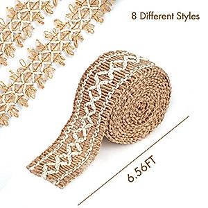VGOODALL Jute Ribbons, 8 Rolls Burlap Lace Ribbons Rustic Ribbons for Crafts Gift Wrapping Party Decor