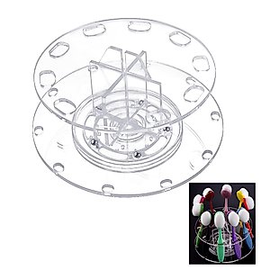 Yoseng 10 Hole Drying Rack Storage Display Bracket Shelf Holder Specifically Design for Oval ink blending brushes，spinning storage caddy（Transparent color）
