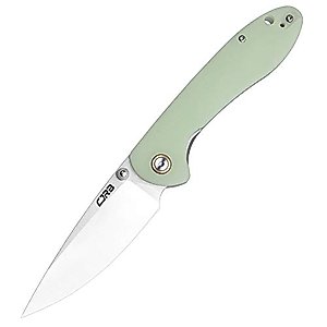 CJRB Folding Knife Feldspar Pocket Stonewash D2 Steel Blade G10 Tactical Handle EDC Knife Green-Large (J1912)