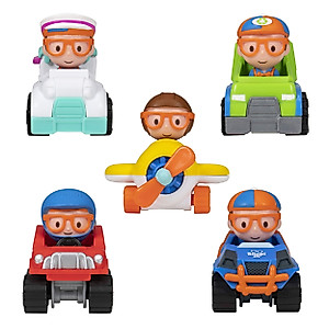 Blippi Mini Mobiles, 5 Pack Mini Vehicles - Features Character Toy Figure In Each Vehicle: Mobile/Car, Monster Truck, Recycle Truck, Ice Cream Truck, and Airplane - Educational Toys for Young Children