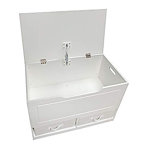 Badger Basket Kid's Up & Down Toy Box and Organizer with Two Reversible Fabric Bins - White